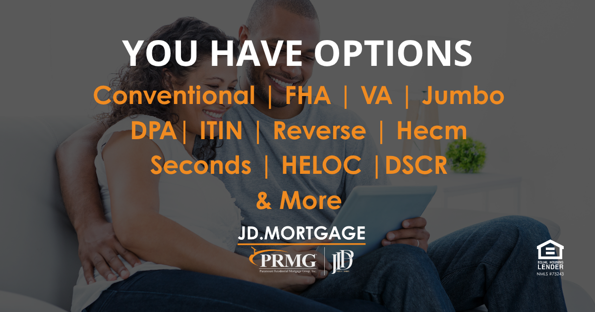 Loan Options | JD.Mortgage Team at PRMG (Conventional, FHA, VA, USDA ...